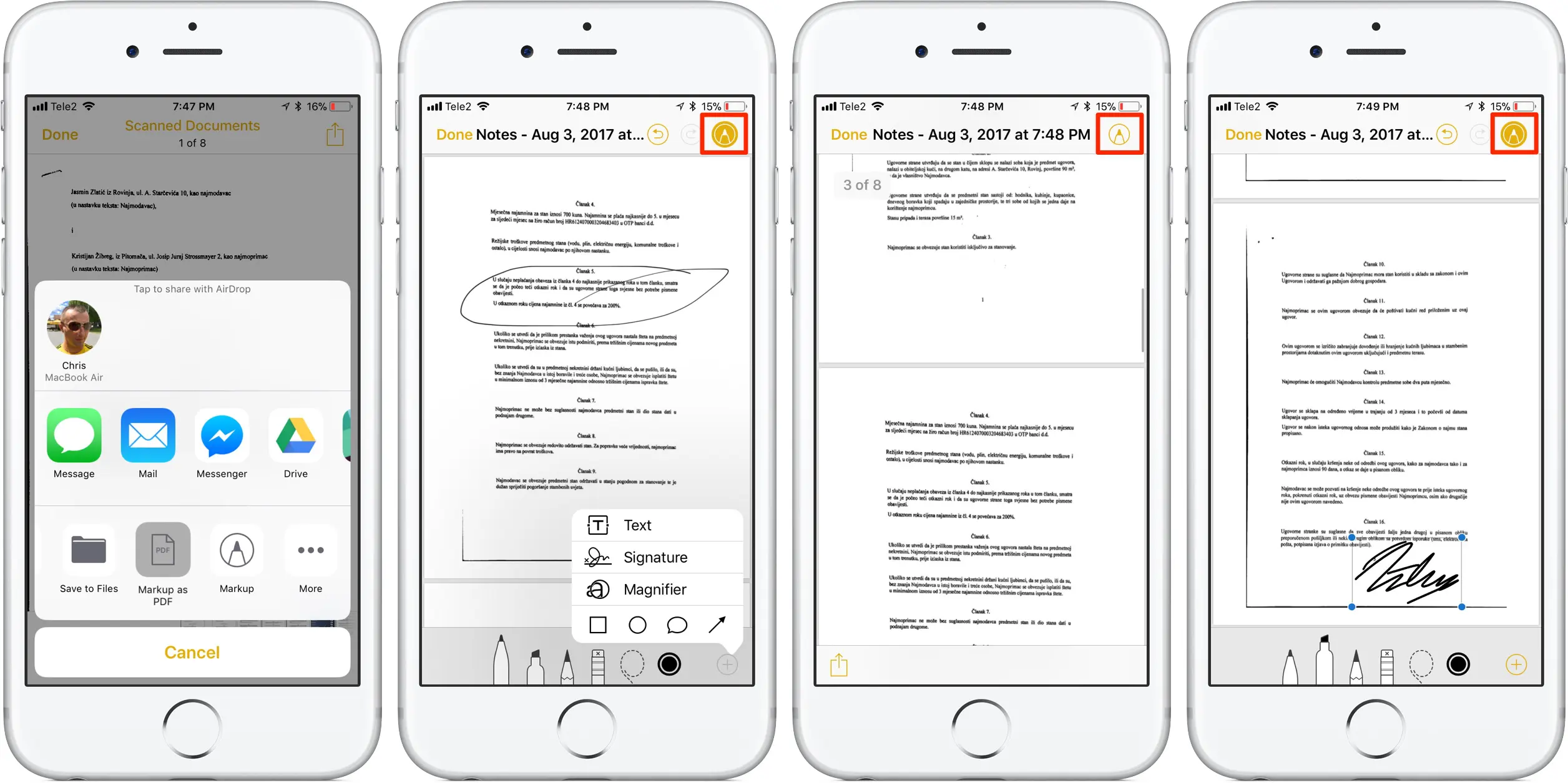 How to scan a document in Notes app on iPhone and iPad?